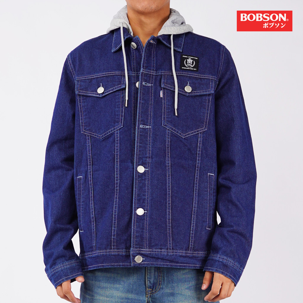 Bobson Japanese Men's Basic Hoodie Denim Jacket for Men Trendy Regular ...