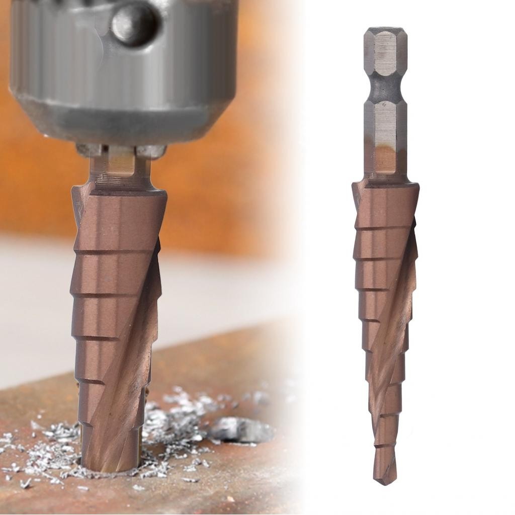 Soxii Spiral Step Drill Bit 1/4in HSS Cobalt Hex Shank Steps Drills M35 9 Size 4‑12mm | Shopee ...