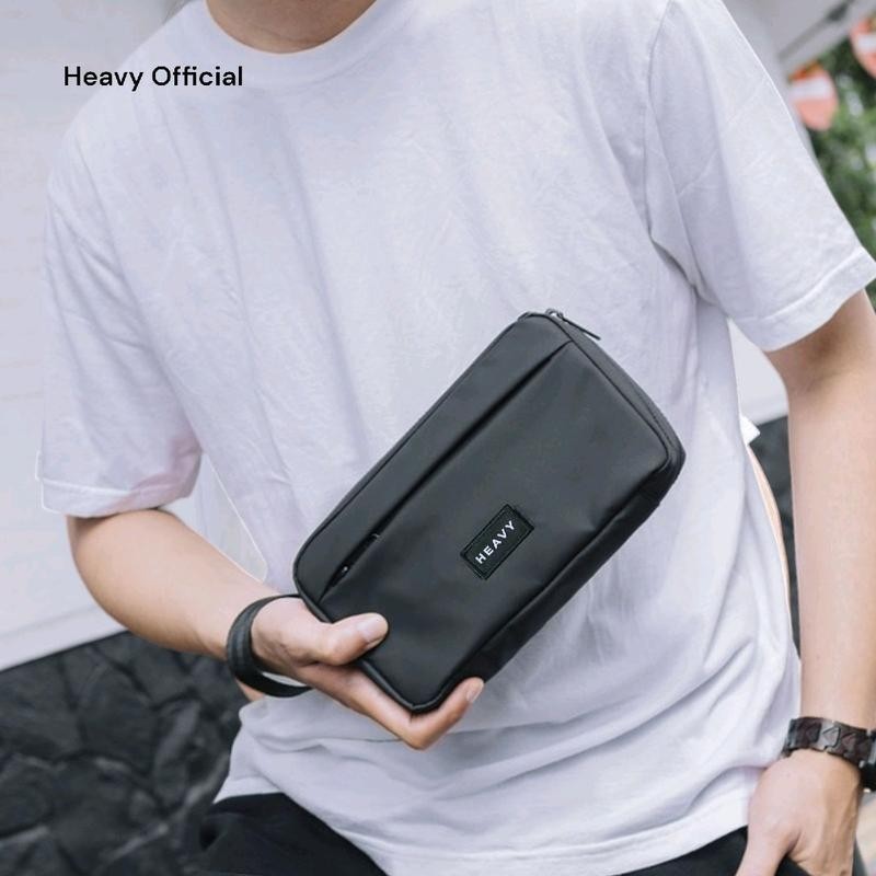 HITAM Black Heavy Men's Sling Bag Shoulder Clutch Handbag | Black Pouch ...