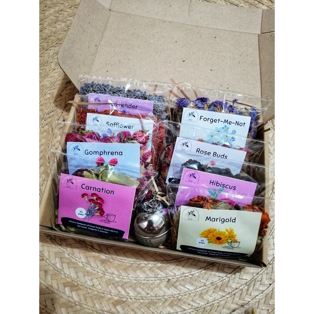 FLOWER TEA STARTER KIT, 8 FLOWER TEAS OF YOUR CHOICE WITH TEA BALL ...