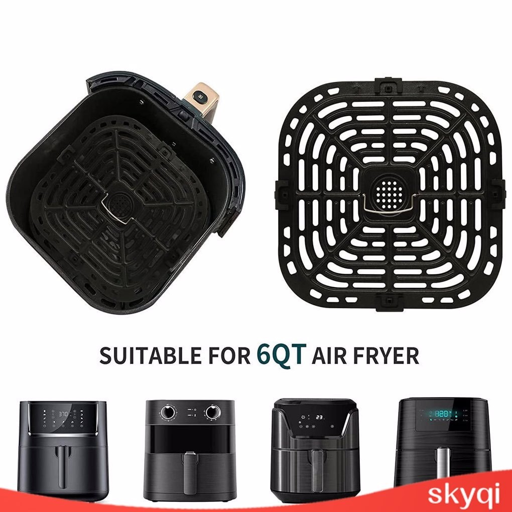 Black Rubber Buffers Protected Air Fryer Pan For Scratch-Free Cooking ...