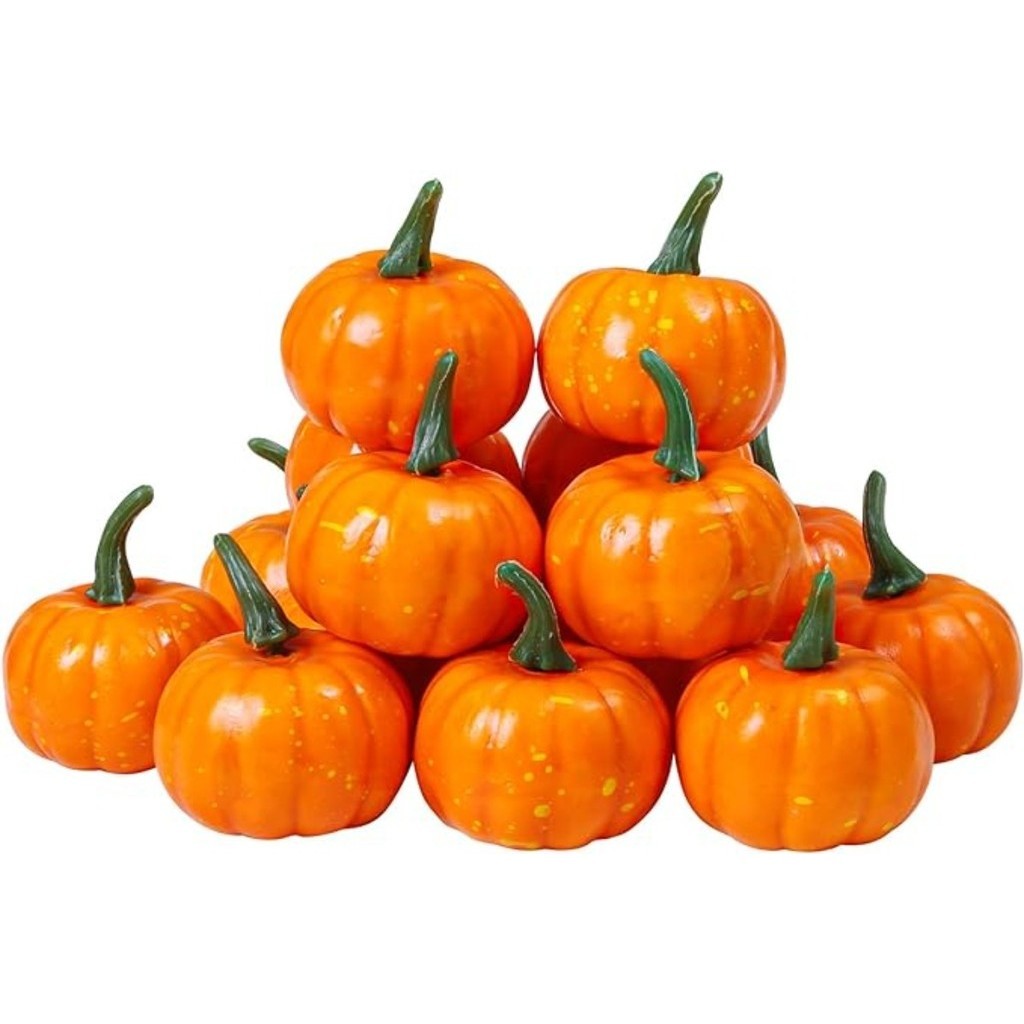 12 PCS Small Artificial Lifelike Pumpkin Fall Harvest Mini Pumpkins for ...