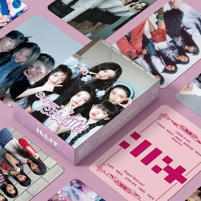 50-55pcs/box ILLIT Holographic Laser Lomo Cards SUPER REAL ME Album ...
