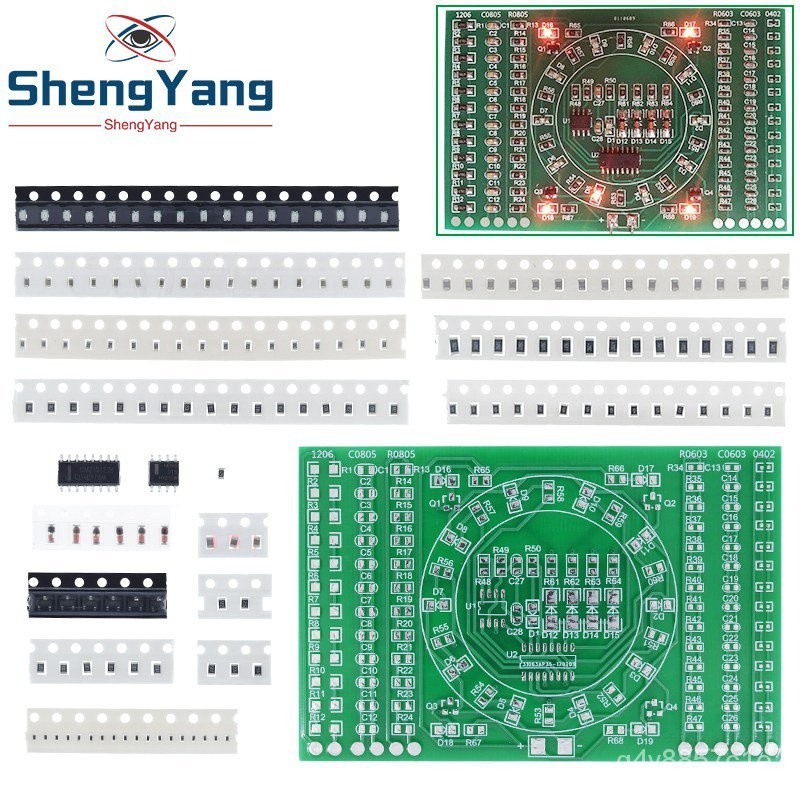 DIY Kit SMD Rotating Flashing LED Components Soldering Practice Board ...