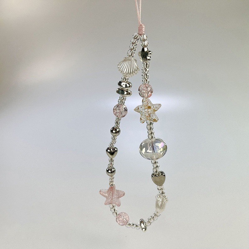 Trendy Handcrafted Beaded Clear Pink Silver Crystal Cell Phone Charm ...