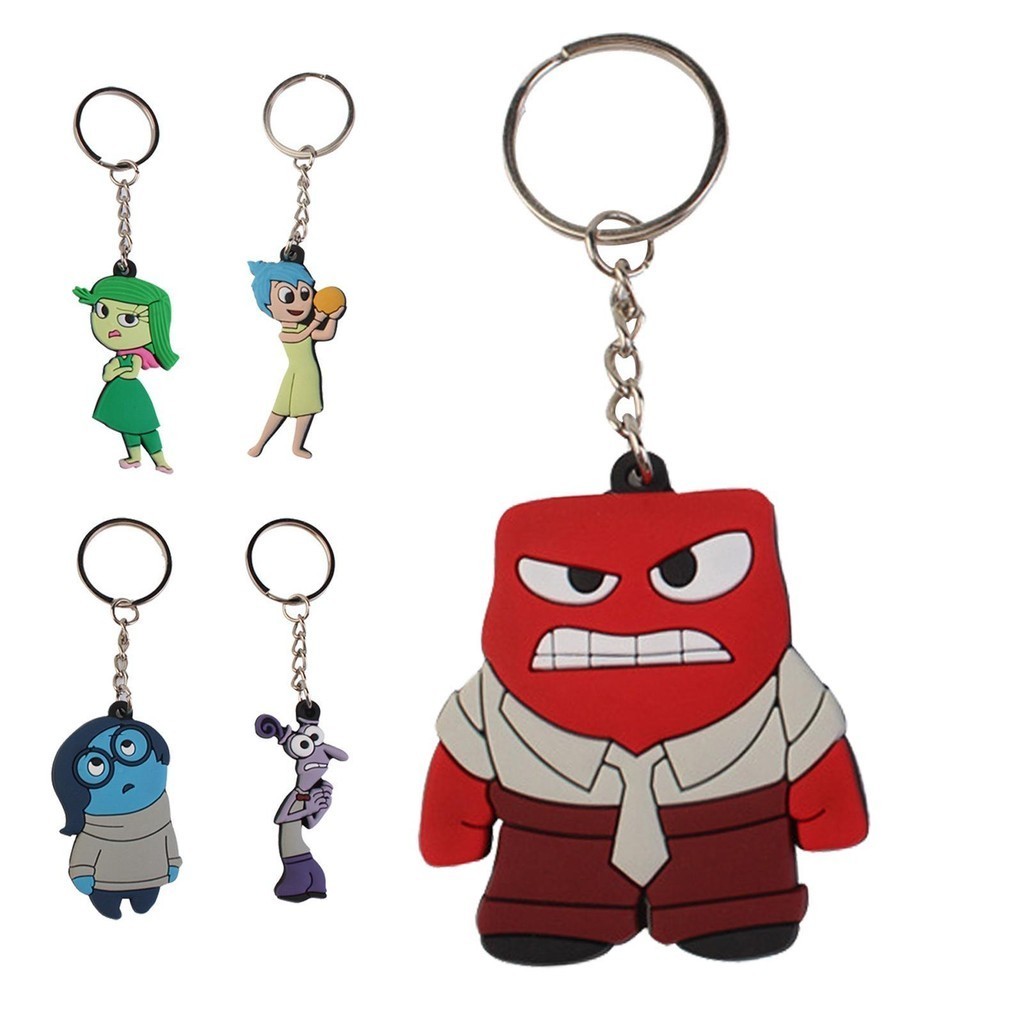 New PVC Disney Inside Out 2 Keychain Sadness Disgust Anger Joy Figure ...