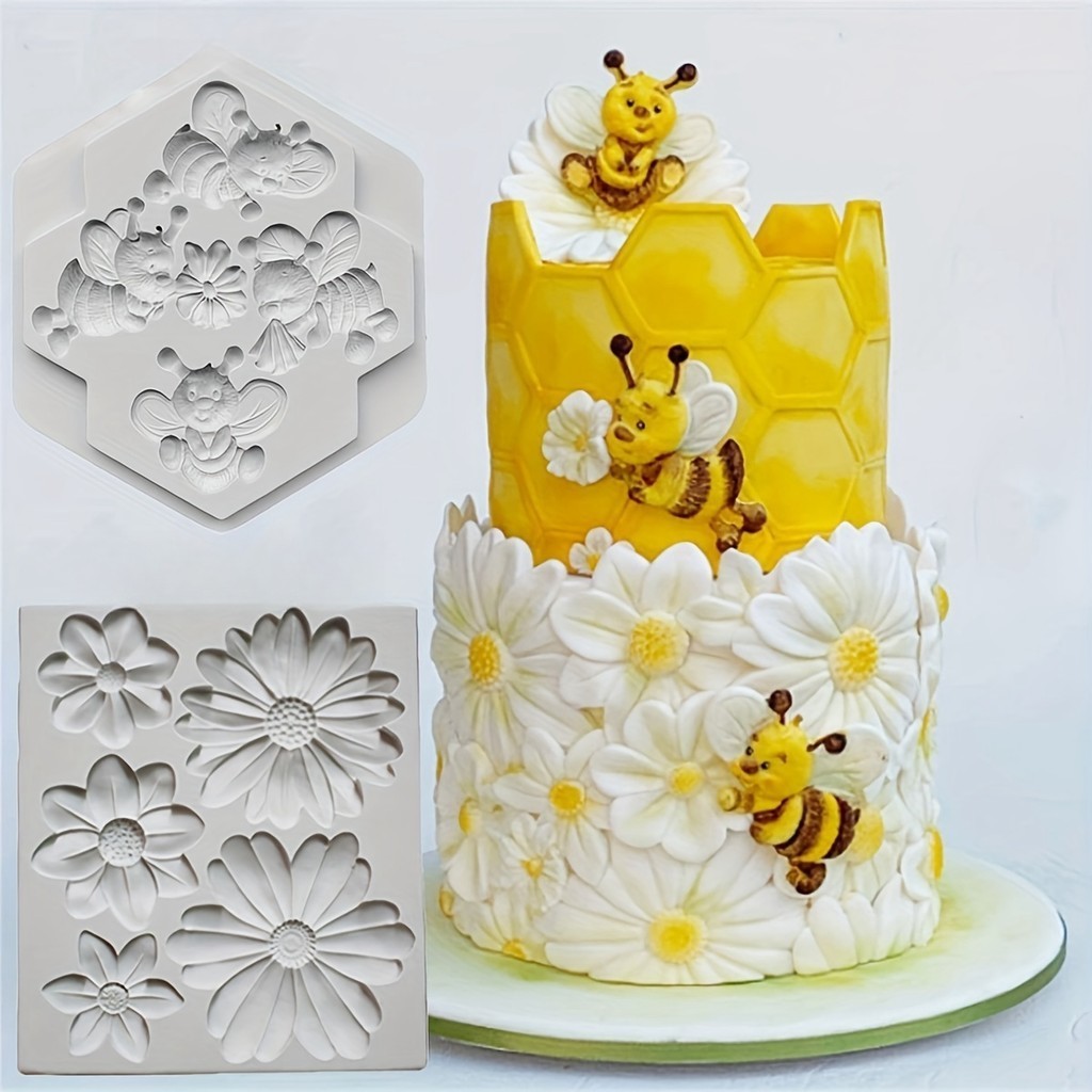 1pc Bees & Blossoms Silicone Mold Create Stunning Cake Decorations ...