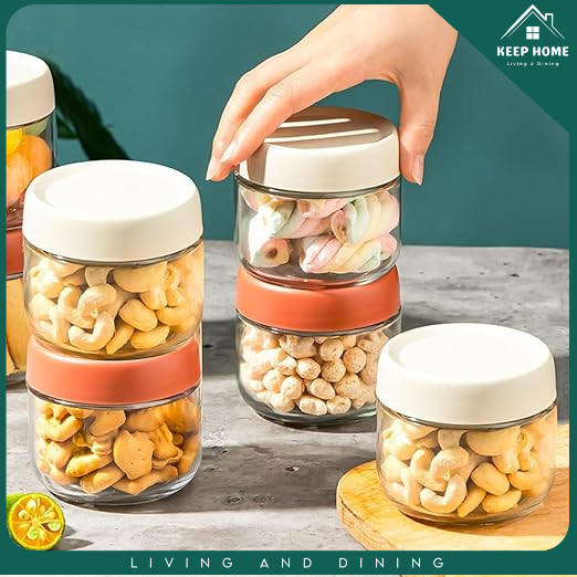 KeepHome Set Of Airtight Glass Jar Snack Storage Jars Condiments Jars ...