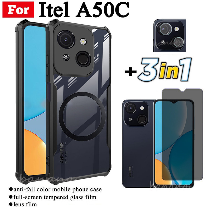 3 in 1 Itel A50C Shockproof Phone Case With Magnetic Wireless Charging ...
