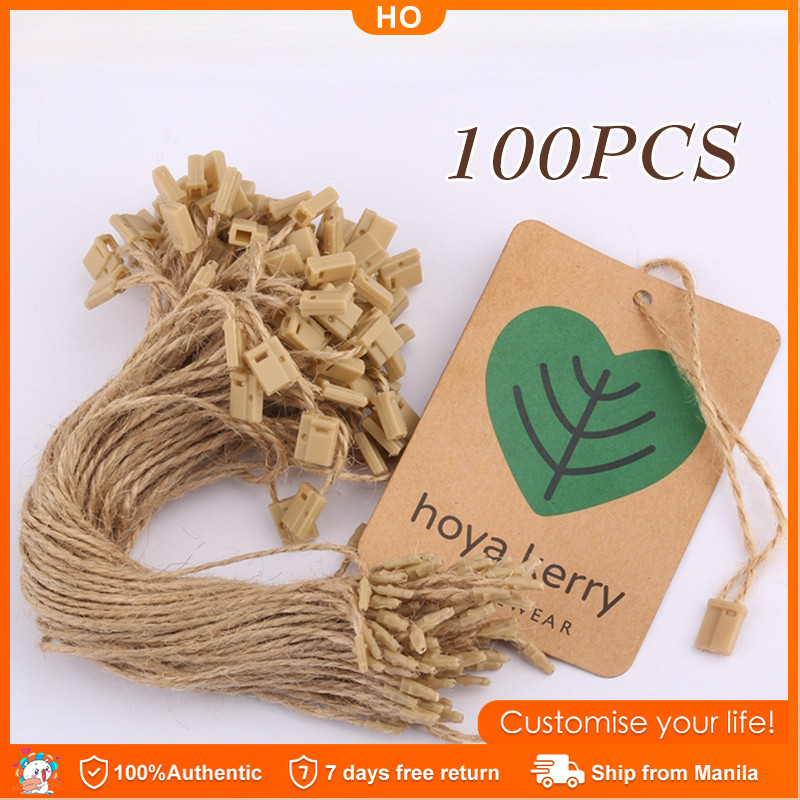 100PCS Jute String Hemp Hang Tag Rope Snap Lock Pin Jeans Price Tag ...