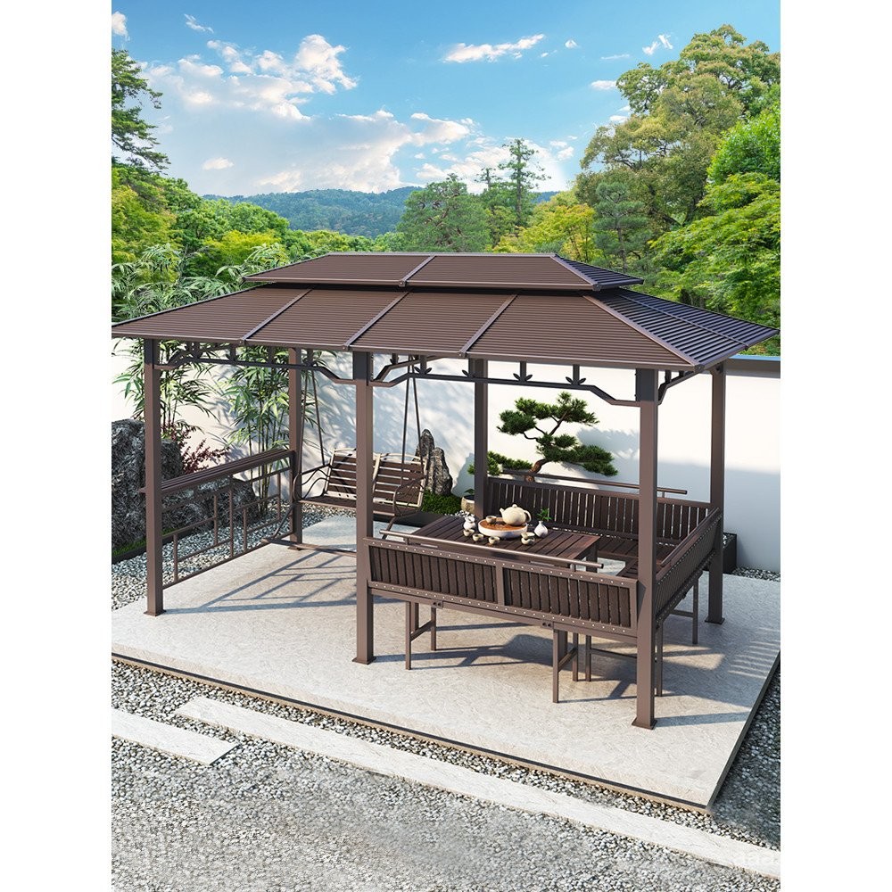 Mojia Outdoor Pavilion Extra Large Galvanized Roof Sunshade Shed ...