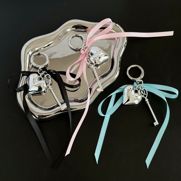 White Bowknot Heart Keychain Women Sweet Charm Pearl Bow Backpack Key ...