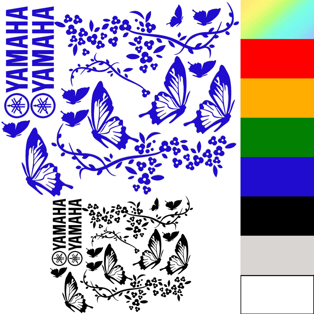 Yamaha Butterfly Flower Collection Cartoon Silhouette Reflective ...