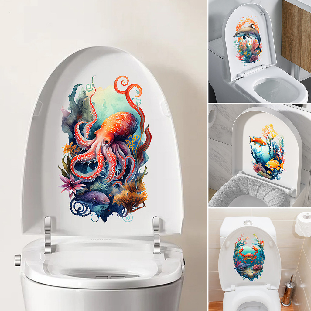 TIMI Sea Animal Toilet Sticker Removable Self-adhesive Waterproof PVC ...
