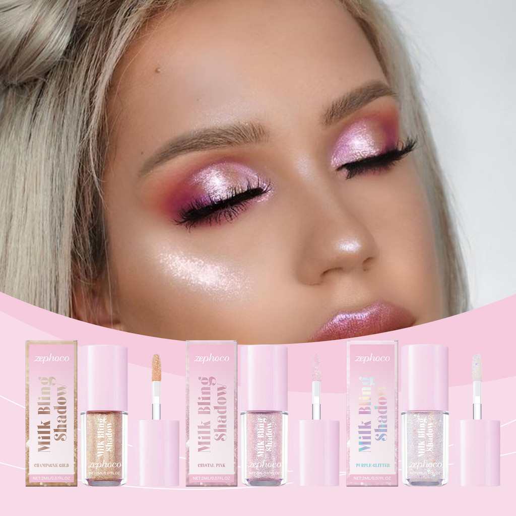 Pearlescent Liquid Eyeshadow Trio Set – Natural Shimmer in Pink-Purple ...