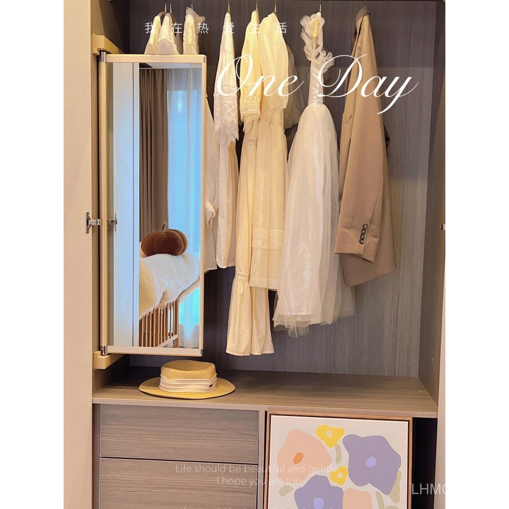 Wardrobe Pull-Out Hidden Rotating Sliding Built-In Full-Length Mirror ...