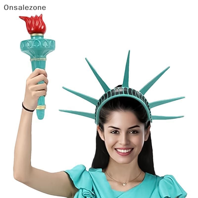 ONPH Statue Of Liberty Headwear With Torch Cosplay Latex Mask Female ...