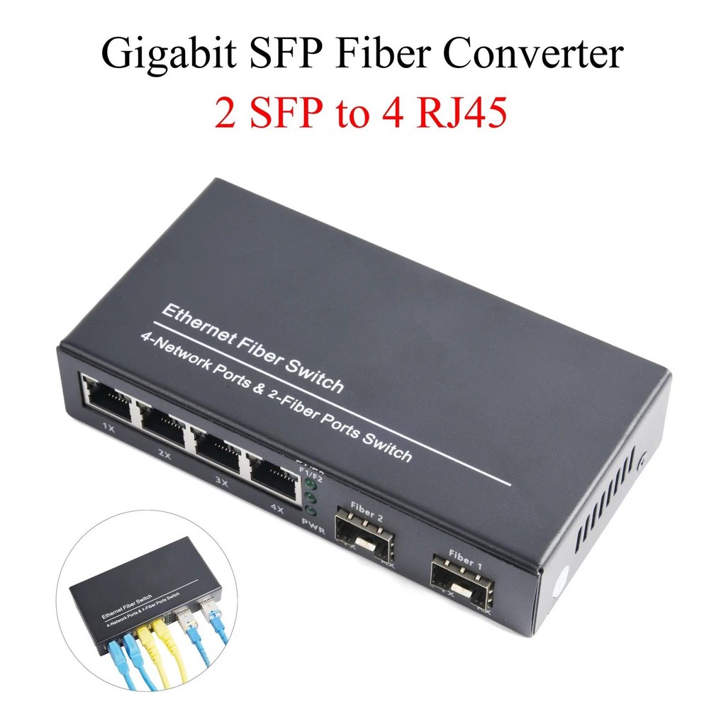 1PCS Gigabit SFP Media Converter 2 SFP to 4 RJ45 Transceiver 10/100 ...
