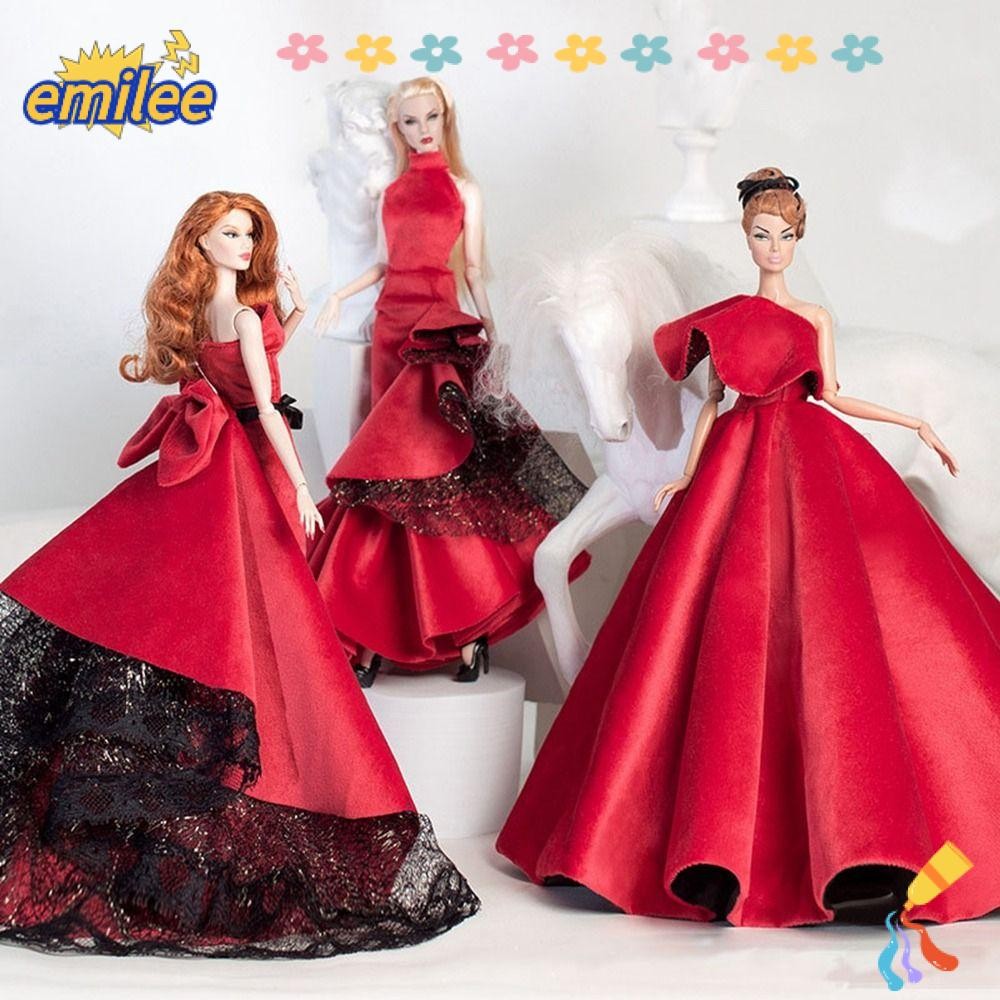 EMILEE Supermodel Doll Dresses, European Fashion Red Lace Wedding ...