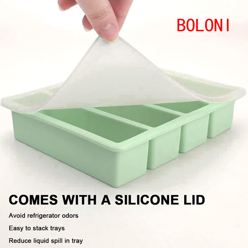 Meal Sauce With Lid Silicone Freezer Trays Extra Large Soup Ice 4 Cubes ...