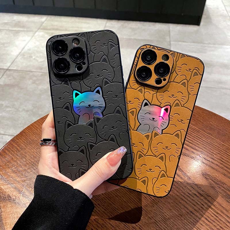 Laser Cartoon Cat Shockproof Case for iPhone 13 11 12 15 Pro Max 14 ...