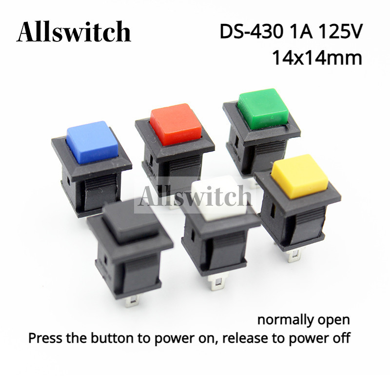 10Pcs DS-430 Switch 14x14mm 1A 125VAC Momentary Push Button Pushbutton Switch OFF-ON NO-Lock ...