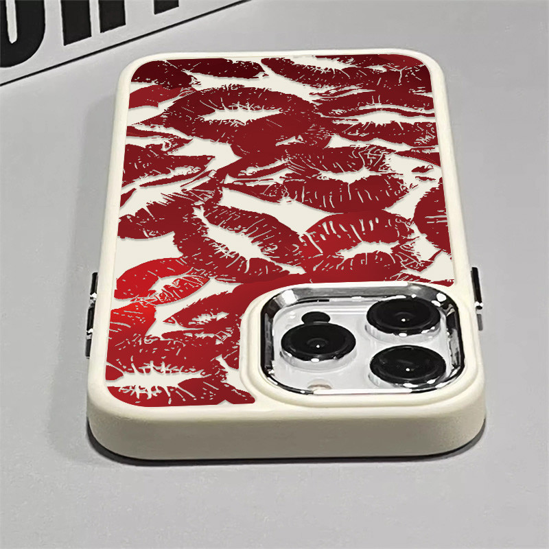Full Screen Red Lip Print Pattern Phone Casing Compatible for IPhone 15 ...