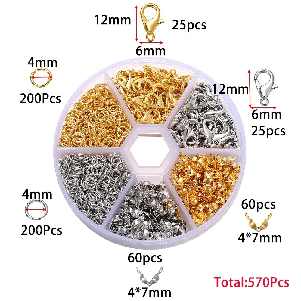 570pcs/Set DIY Claw Hook Ring Coupling Set for Necklace Connection Set ...