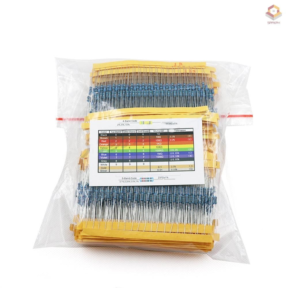 2600Pcs 130 Values Resistor Kit Commonly Used 1% 1/4W Metal Carbon Film ...