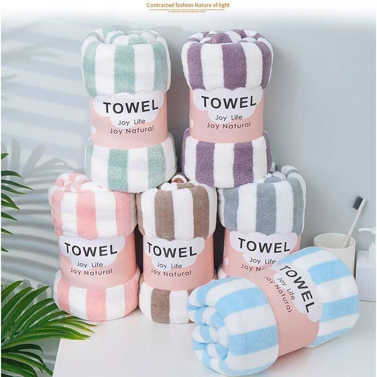 1Piece Microfiber Stripe High Quality Big Towel Super Absorbent Hand Towel Gift Set 60 x 30cm ...