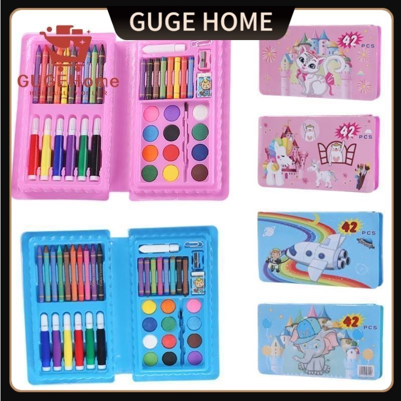 42Pcs Kids Coloring Set Painting Water Color Crayon Drawing Sets ...