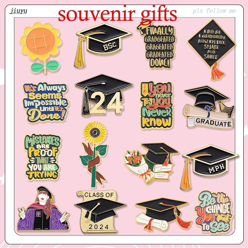 2024 Campus Bachelor Pins Mortarboard Flower Enamel Brooch Bachelor Hat ...