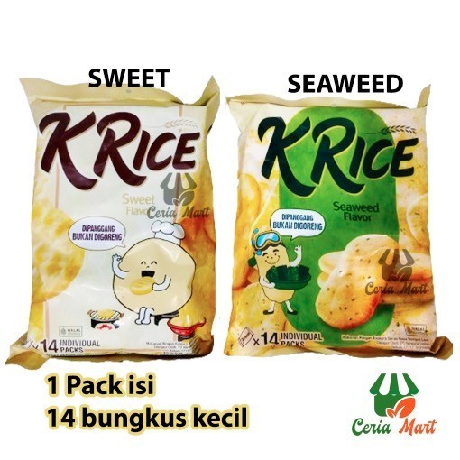 Rice Crackers K Rice Crackers Sweet Flavor Seaweed contains 14 packs of ...