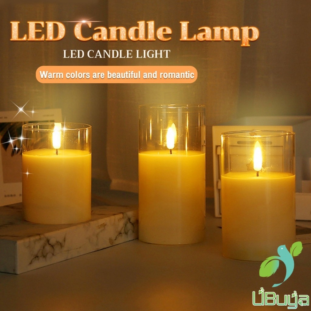 UB. LED Electronic Candle Glass Cup Candles for Wedding Party Christmas ...