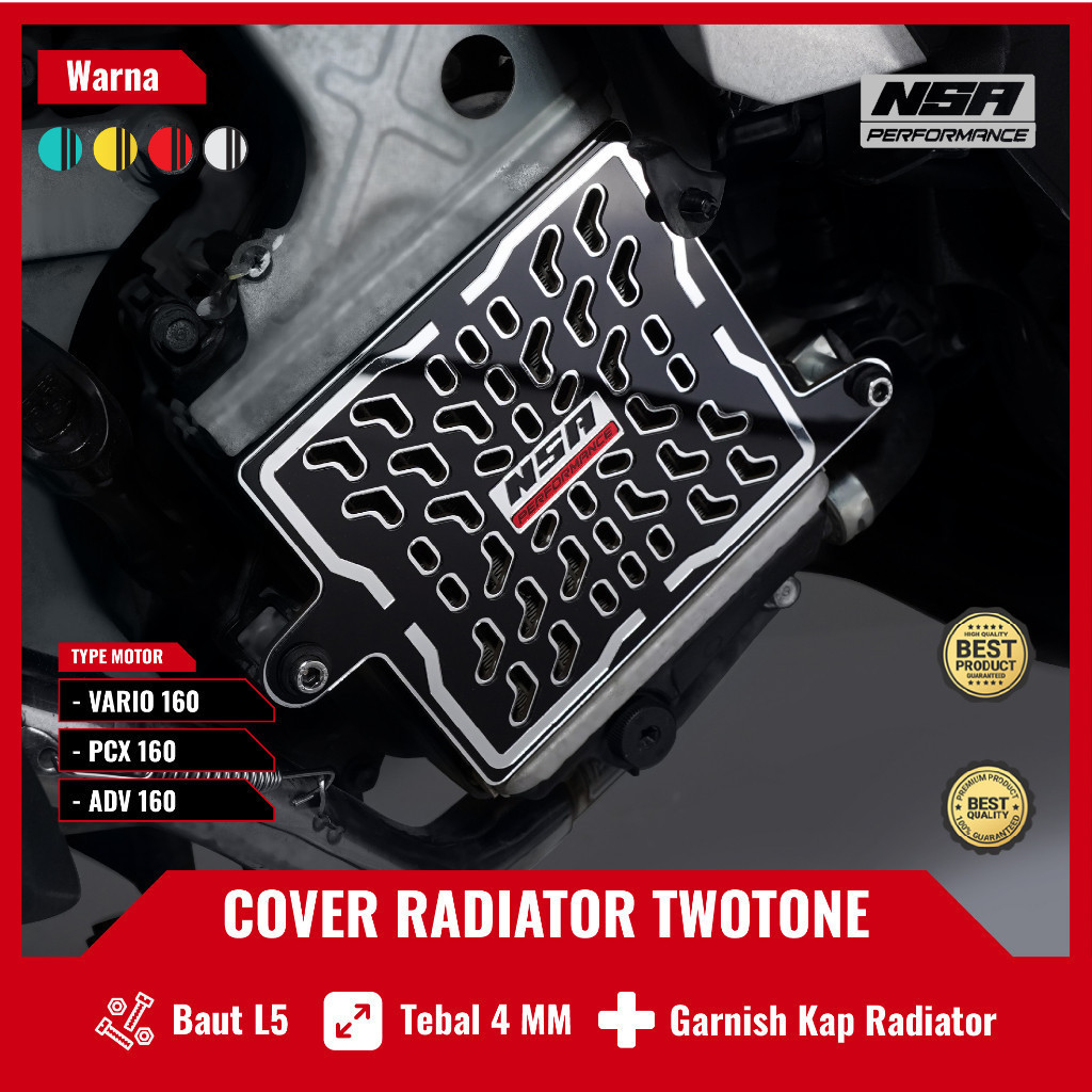 NSA RADIATOR COVER HONDA 160 TwoTone Black Series Radiator COVER VARIO ...