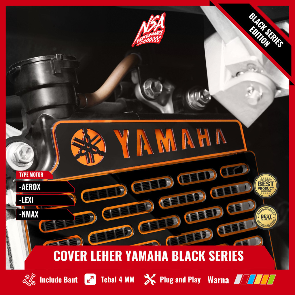 NSA GARNISH COVER RADIATOR NECK YAMAHA Black Series (NMAX AEROX LEXI ...
