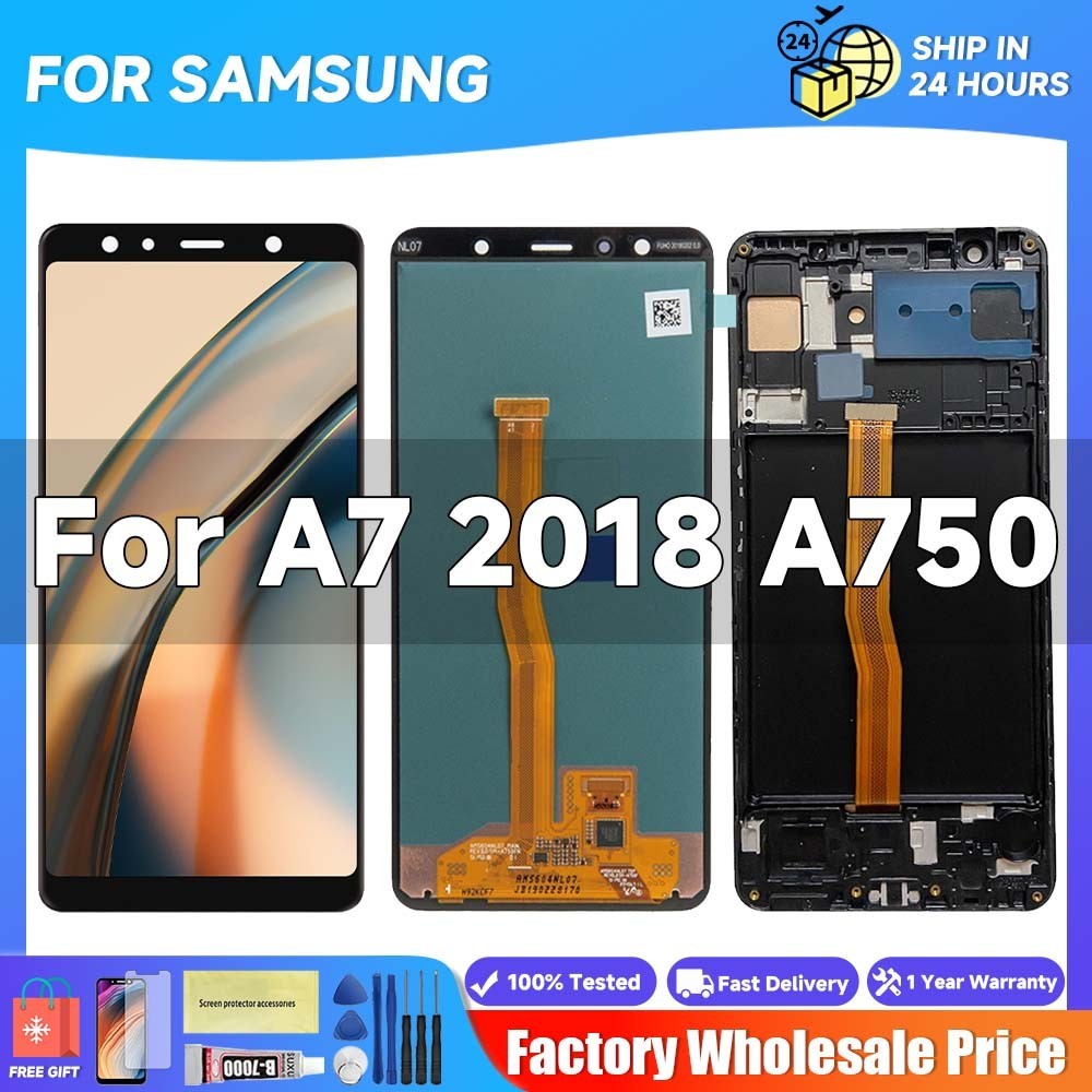 LCD For Samsung A7 2018 A750 A750F A750FN/DS Display Touch Screen Digitizer Assembly Replacement ...