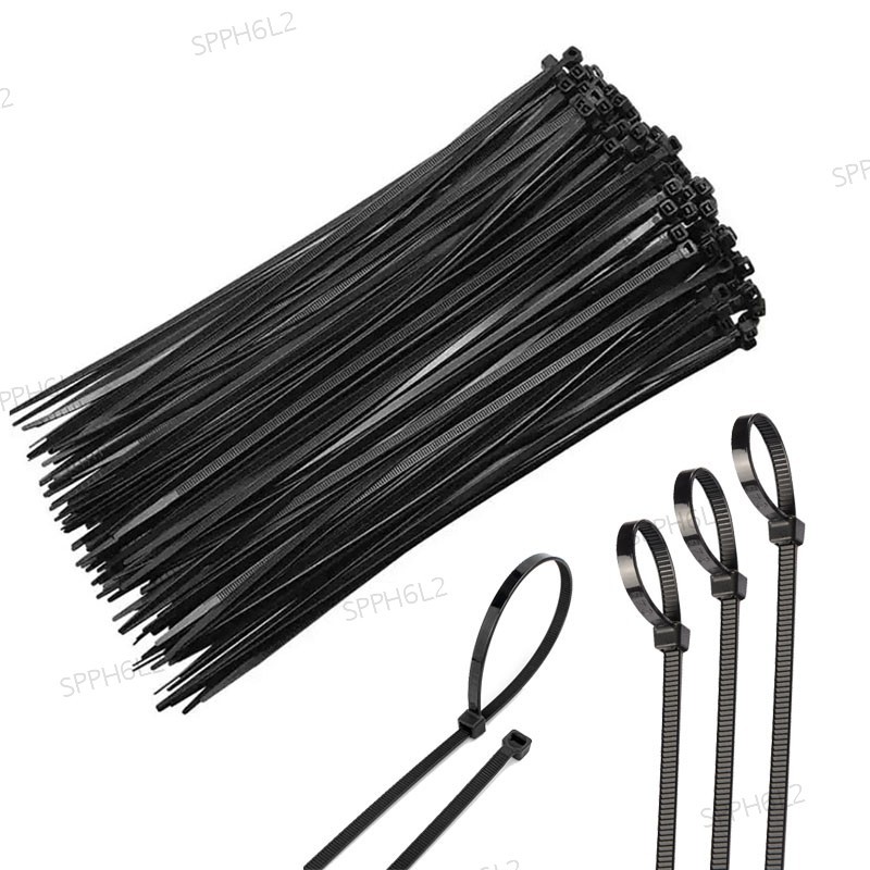1xbag Self-locking Plastic Bag black Zip Wraps Strap Nylon Cable Tie ...