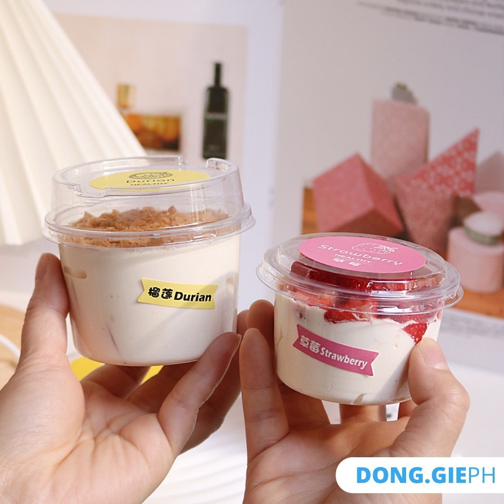 10pcs Round Clear Dessert Plastic Container With Lid Mousse Mini Cake ...