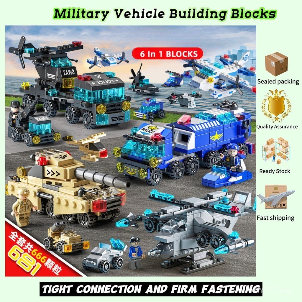 6 in 1 3D Military Vehicle Building Blocks Transformers Transformer ...