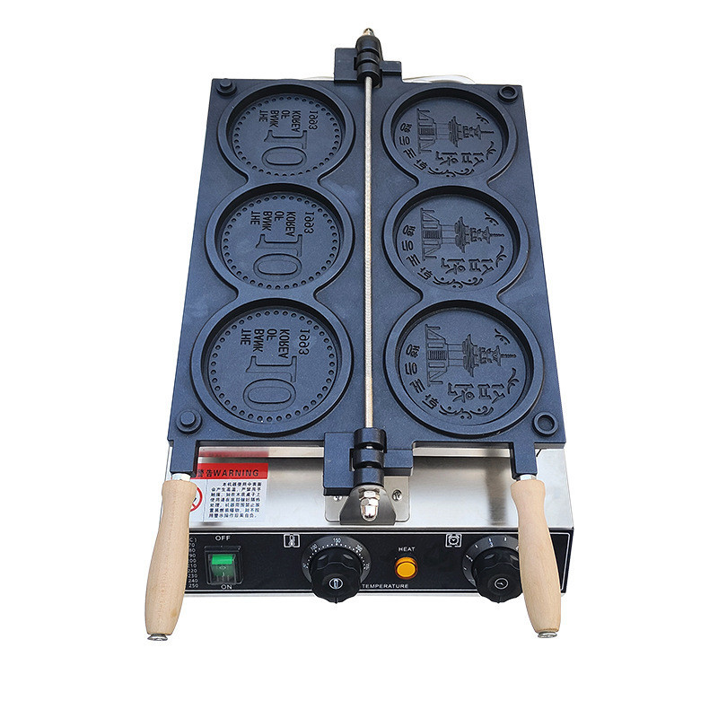 Commercial 10 Yen Gold Coin Cheese Pancake Machine Korean Japan Waffle ...