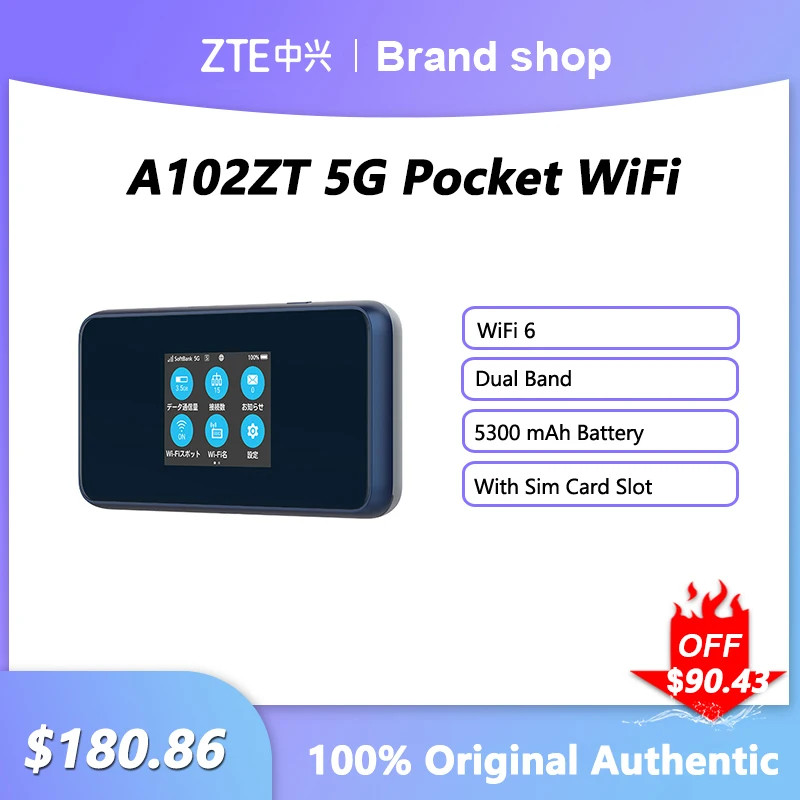 Unlocked Original ZTE A102ZT 5G Pocket WiFi Dual Band Wireless Router ...