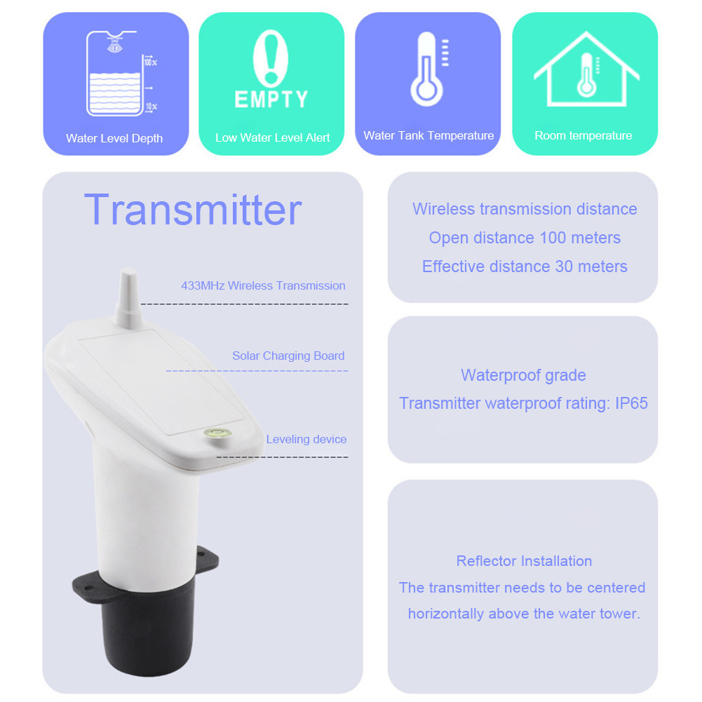 Ultrasonic Water Tank Liquid Level Meter with Temperature Sensor Time ...
