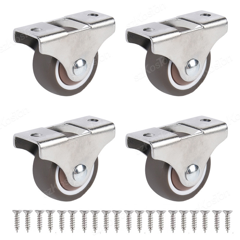 [READY STOCK] 4Pcs 1inch Small Caster Wheels Low Profile Soft Rubber ...