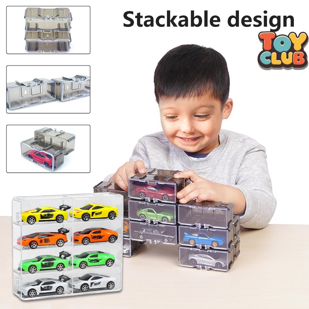 8-Slot Acrylic Toy Car Storage Box 1:64 Clear Plastic Car Toy Display ...