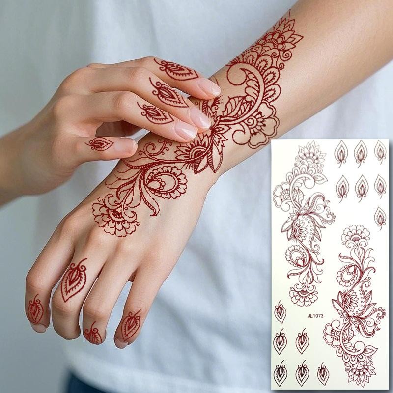 Henna Tattoo Stickers Brown Stickers for Hand Finger Waterproof ...