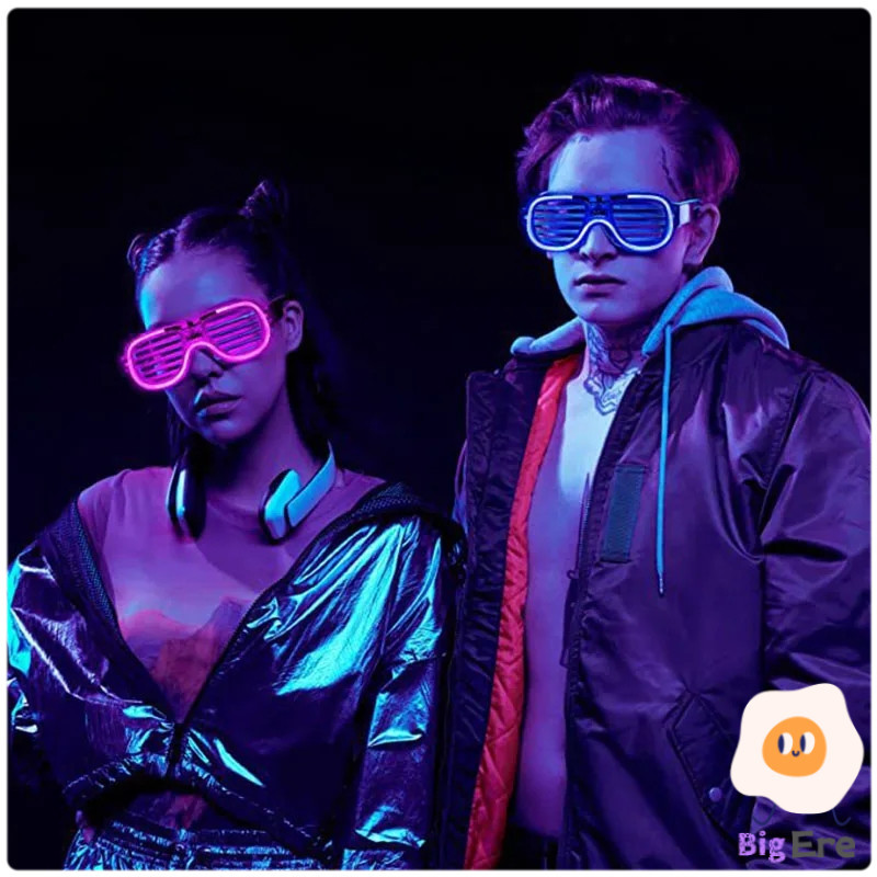 BEre Led Glow Cold Light Eyes Glasses Light Up Flash Rave Luminous ...