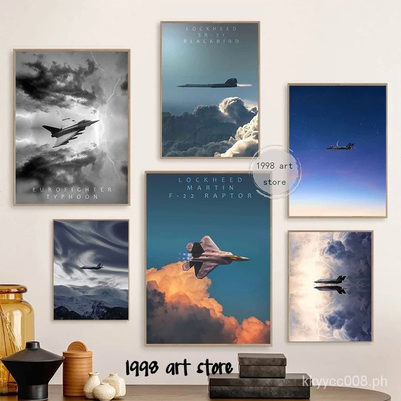 Motivational Fighter Jet Art Posters F22 Rapter Lockheed Airplane Sky ...