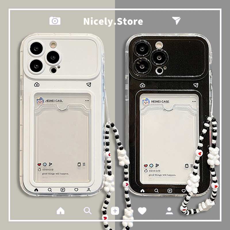 INS Pure Color Transparent Photo Card Pocket Phone Case Compatible for ...
