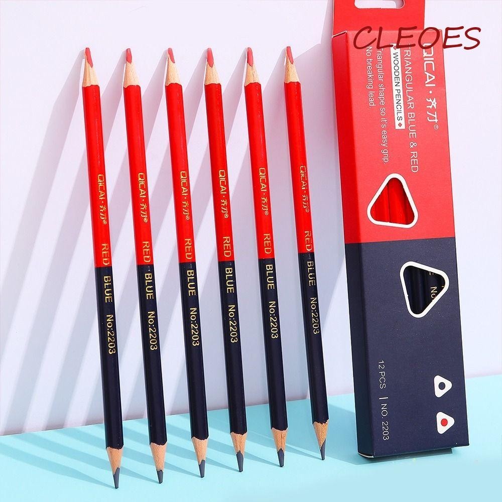 CLEOES 12pcs/set Red&Blue Double Head Pencil, Writing Marking Hand ...
